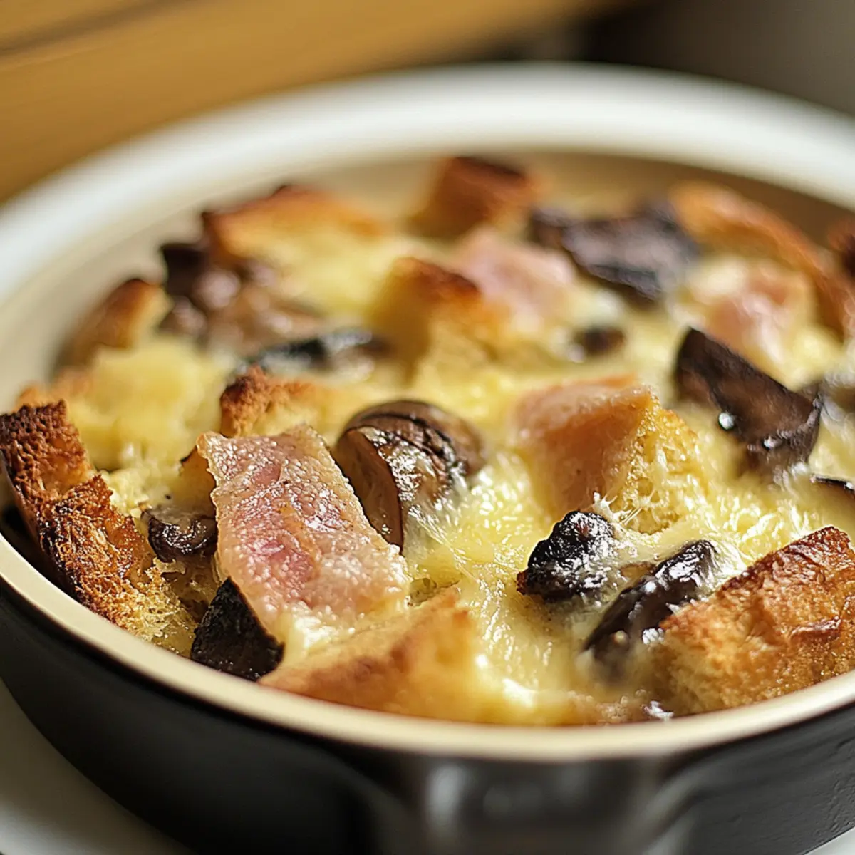 Ultimate Wild Mushroom & Gruyère Cheese Bread Pudding Delight