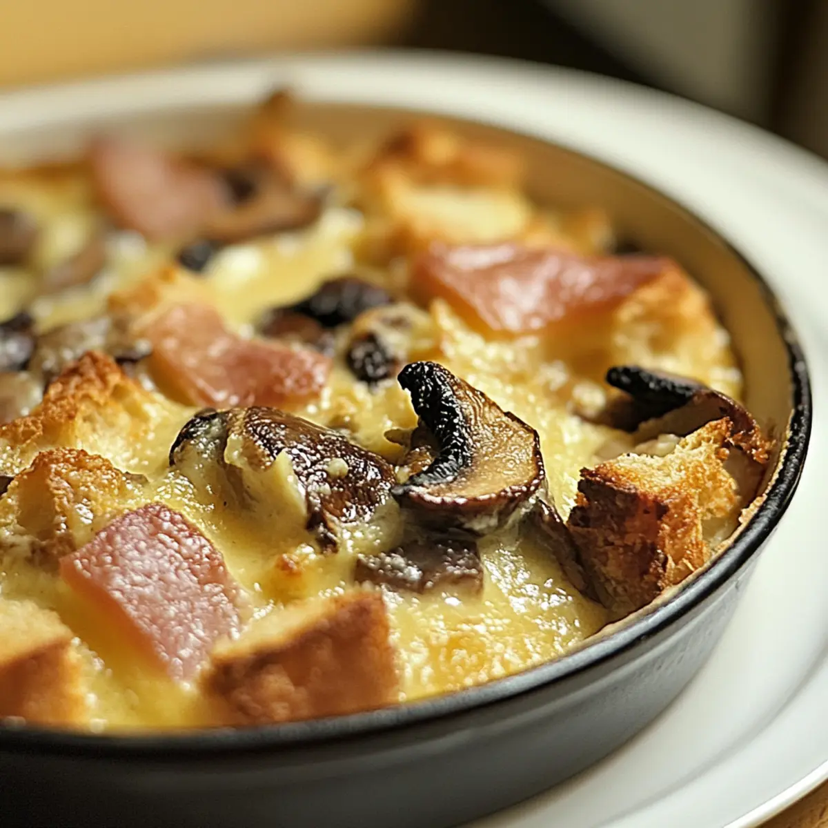 Ultimate Wild Mushroom & Gruyère Cheese Bread Pudding Delight
