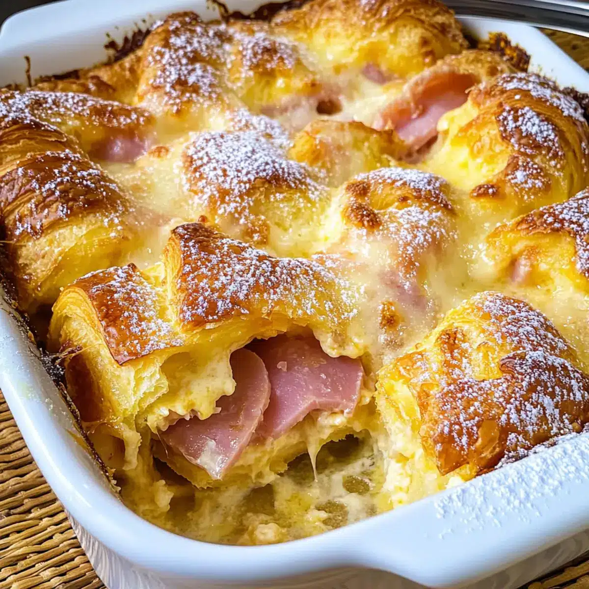 Irresistible Ham and Cheese Croissant Breakfast Casserole
