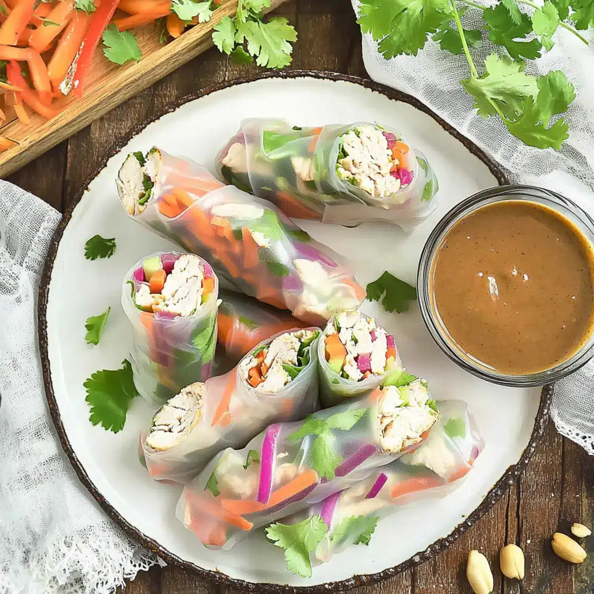 Irresistible Chicken Rice Paper Rolls with Creamy Peanut Sauce