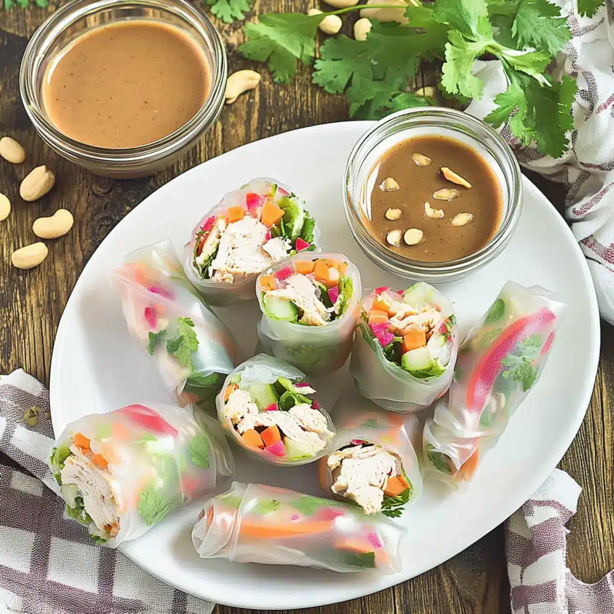 Irresistible Chicken Rice Paper Rolls with Creamy Peanut Sauce